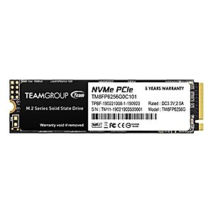TEAMGROUP MP33 256GB SLC Cache 3D NAND TLC NVMe 1.3 PCIe Gen3x4 M.2 2280 Internal Solid State Drive SSD (Read/Write Speed up to 1,600/1,000 MB/s) Compatible with Laptop & PC Desktop TM8FP6256G0C101