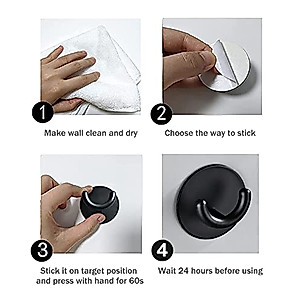 Qiiaoo 4 Pack Adhesive Hooks Heavy Duty, Waterproof Aluminum Alloy Wall Door Hooks Mount for Bathroom Bedroom Shower Stall, Hanging Clothes Coat Hat Bag Towel Robe Dressing Gowns Headset