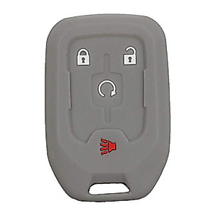 Btopars 2pcs 4 Buttons Silicone Rubber Remote Smart Key Fob Keyless Case Cover Protector Holder Compatible with GMC Acadia Terrain 2018 2019 2020 2021 Black Gray