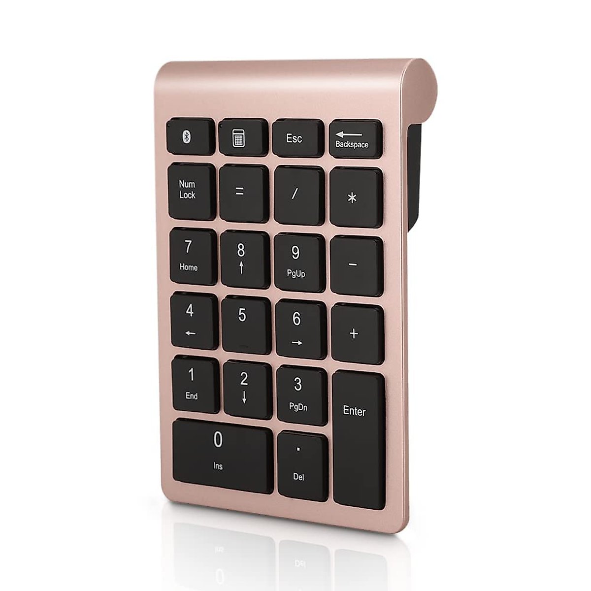 Jopwkuin Bluetooth Number Pad, 22 Keys Number Keypad with Shortcut Key, 10Keys Portable Financial Accounting Number Pad, Bluetooth 5.0 Numeric Keyboard for Laptop, PC, Desktop, Pad(Rose