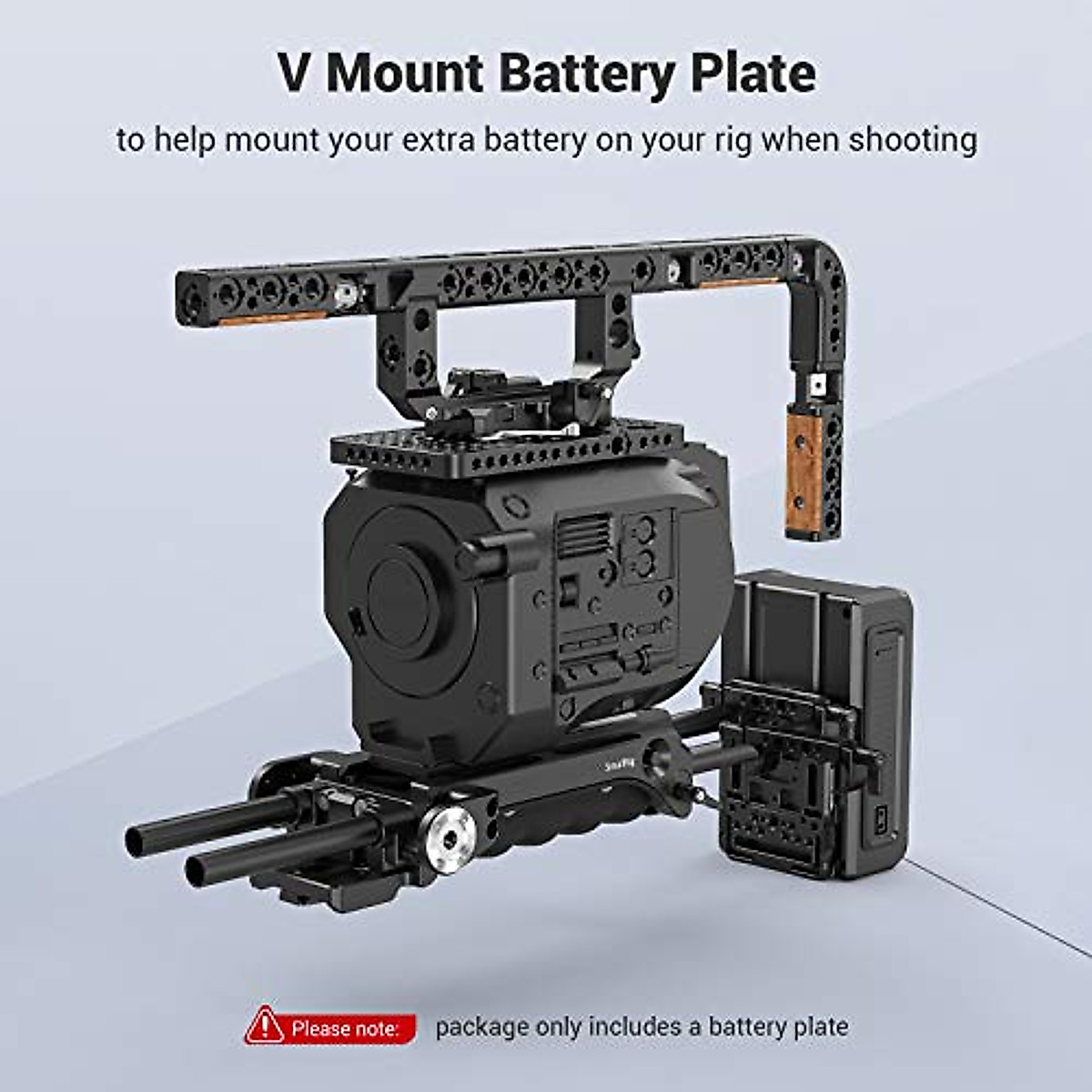 SmallRig V Mount Battery Plate, V-Lock Mount Battery Plate with Dual 15mm Rod Clamp for Camera Power Supply - 3016