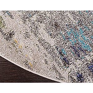 Unique Loom Chromatic Collection Modern Rustic & Vibrant Abstract Area Rug for Any Home Décor, 8' 0" x 8' 0", Beige/Gray