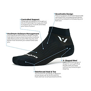 Swiftwick- PERFORMANCE ONE Golf & Running Socks (Black, Large)