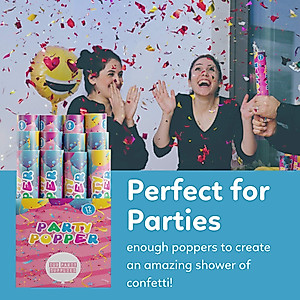 12 Pack Confetti Cannon Confetti Poppers | Shiny Multicolor | TUR Party Supplies | Launches Up to 25ft | Giant (12 in) | Party Poppers for New Years Eve, Christmas, Graduation, Birthdays, Weddings