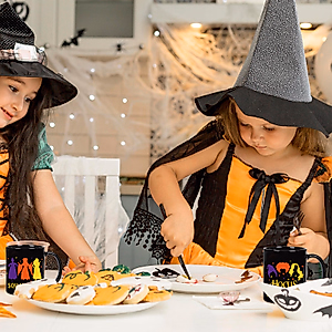 Whaline 2Pcs Halloween Mug Set 12oz Witch Coffee Mugs Hocus Pocus Ceramic Drinking Mugs for Home Table Centerpieces Housewarming Gift Office School