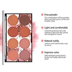 NewBang 8 Colors Blush Palette, Matte Mineral Blush Powder Bright Shimmer Face Blush,Contour and Highlight Blush Palette,Professional Facial Beauty Cosmetic Makeup Blush