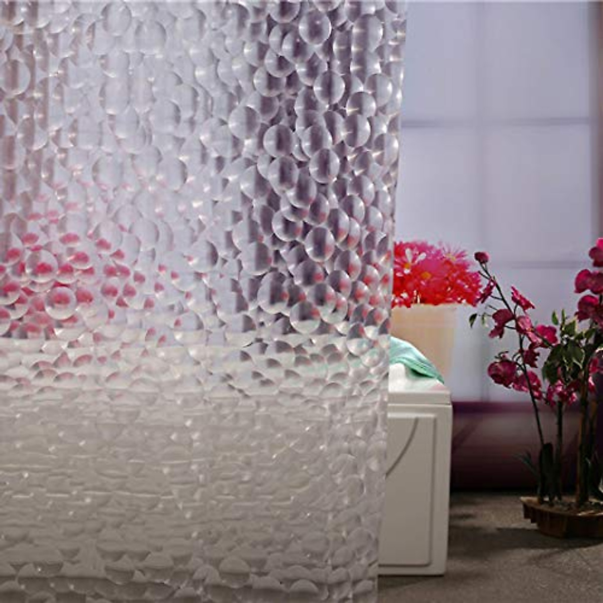 Adwaita Newest Design Shower Curtain Liner, Plastic 3D Bubbles Shower Curtain Liner,No Odors, Eco Friendly (Clear Bubbles)