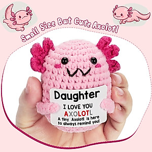 WEYON Daughter Gifts from Mom Dad, Mini Crochet Axolotl for Year Old Little Girl Kid from Mother Father, Best for Birthday, Christmas Stocking Stuffers, Easter & Valentines, Teen Girls Teenage Gifts