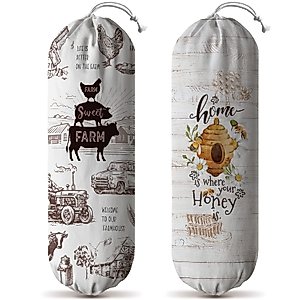 Hglian Farmhouse Plastic Bag Holder Dispenser and Honey Home Grocery shopping bags Storage saver Organizer