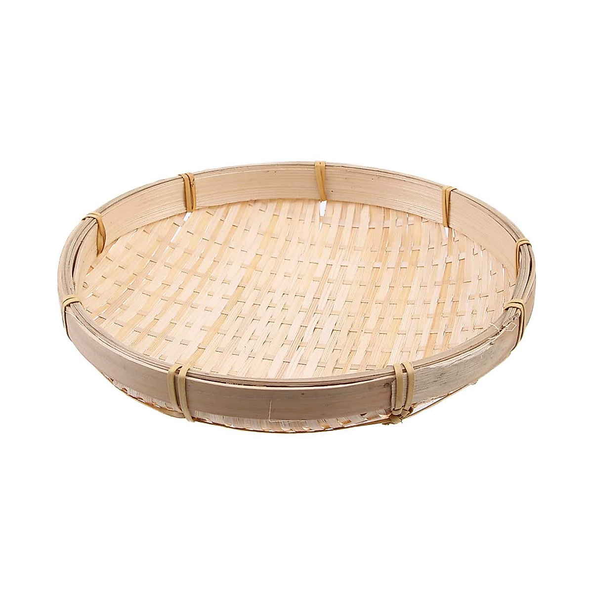 Vctitil 5.1inch/5.9inch Bamboo Basket Tray Fruit Holder Handmade Round Flat Basket Woven Round Dustpan Decor Ornaments Kitchen Storage(15cm)