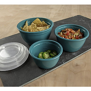 Wisconic 12-Piece Bowl Set - Plastic, Durable Kitchenware, Dishwasher Safe - Made in the USA - Prussian Blue & Light Teal