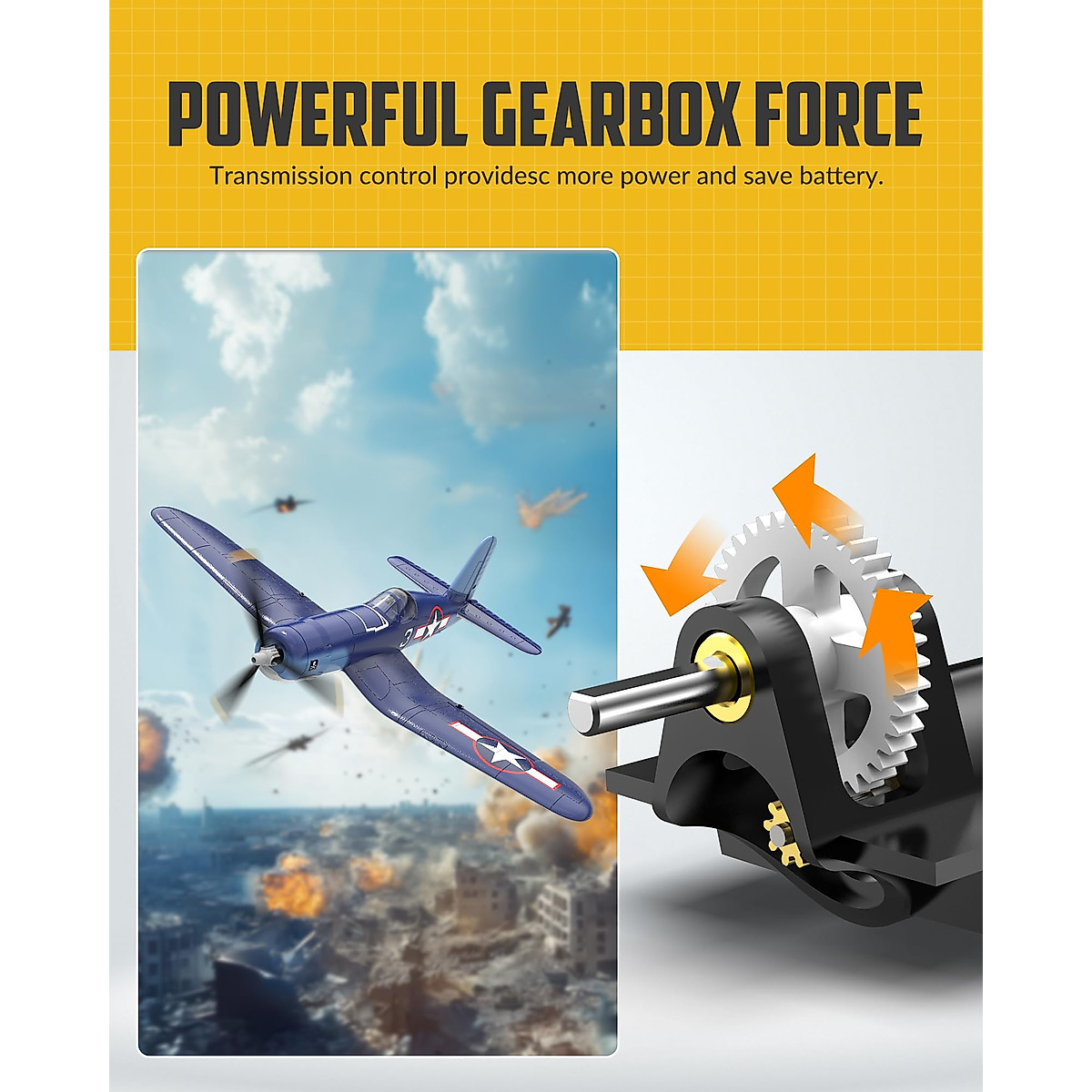 VOLANTEXRC RC Plane for Beginners, 4CH WWII RC Airplane F4U Corsair with Aileron, 2.4Ghz Remote Control Plane with Xpilot Self Righting&One Key Aerobatic&Upgraded Canopy (761-8V2 RTF)