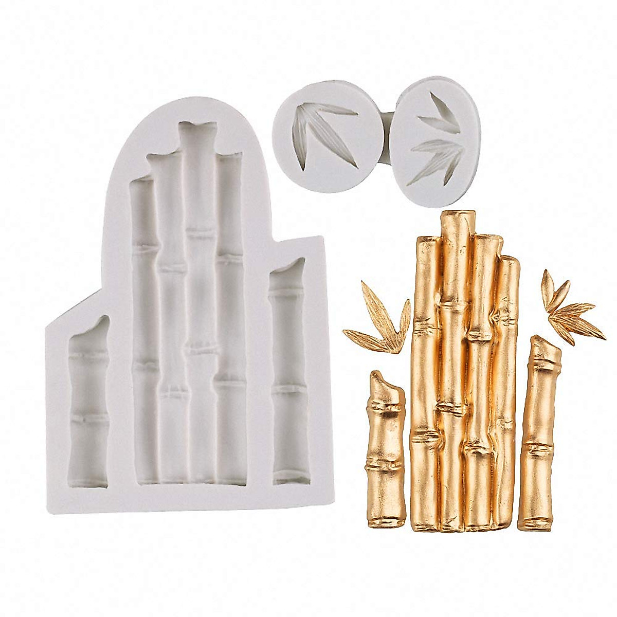 Bamboo & Leaf Silicone Fondant Molds Chocolate Candy Gumpaste Sugarcraft Mold Cake Decorating Tool Polymer Clay Resin Mold