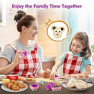 NPET Sandwich Cutter and Sealer 10 Pcs, Decruster Sandwich Maker for Uncrustables Peanut Butter and Jelly Sandwich Cutter for Kids Lunch DIY Uncrustable Maker Cookie Cutter Set Boy Girl