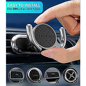 Bestrix Socket Grip Car Phone Holder, Air Vent Socket Mount Stand-Double Silicone Vent Clip|Secure Grip for GPS Navigation-360 Rotating Head, Silicone Padding, Modern Design-Fits All Smartphone