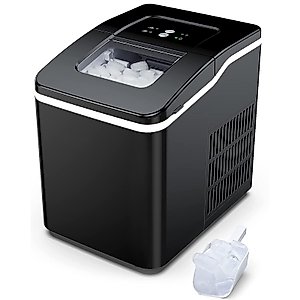 Ice Maker Machine Countertop, 27 lbs in 24 Hours, Self-Cleaning Ice Maker Countertop, 9 Cubes Ready in 8 Mins, Electric Portable Ice Maker with Ice Scoop and Basket for Home Kitchen Bar Office