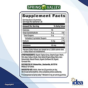 Melatonin Adult Gummies, Extra Strength, Sleep Support by Spring Valley, 10 mg, 60 Ct (2 Pack) Bundle with Exclusive Have a Great Sleep - Better Idea Guide (3 Items)