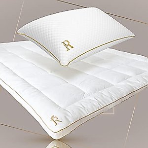 Royal Therapy Queen Shredded Memory Foam Pillow and Queen Mattress Topper - Bundle