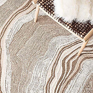 Safavieh Fifth Avenue Collection 8' x 8' Square Beige/Ivory FTV121B Handmade Modern Abstract New Zealand Wool Area Rug