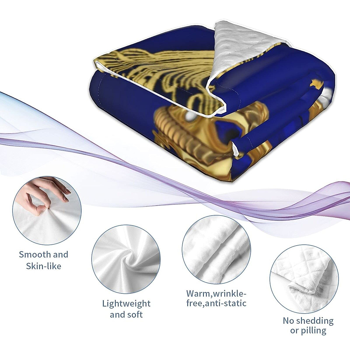 ANEWNICE Lingtoolator oyal Blue Gold Prince Crown Baby Blanket Super Soft 30 X 40 Inch, Receiving Blankets (Royal Blue Gold Prince Crown)