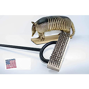 Texas BBQ Grill Brush-33 Metallic Handle, Stainless Steel Bristles-Heavy Duty Barbeque Grill Cleaning Tool-Scratchless Cleaning Brush for Gas/Charcoal Grates-Grilling Gifts for Cooks-Replaceable Head