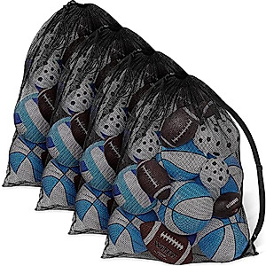 Shappy 4 Pack Extra Large Sports Ball Bag Mesh Soccer Basketball Bags Large Mesh Bag with Adjustable Shoulder Strap Ball Bags for Football Volleyball Gym Sports Equipment, 30 x 40 Inches
