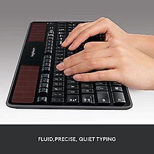 Logitech K750 Wireless Solar Keyboard for Windows, 2.4GHz Wireless with USB Unifying Receiver, Ultra-Thin, Compatible with PC, Laptop - Black