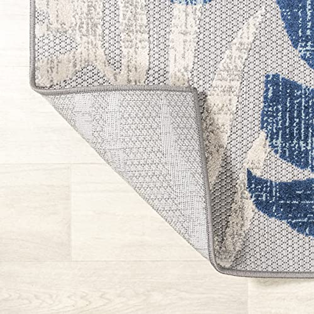 JONATHAN Y AMC113A-3 Monstera Tropical Leaf High-Low Indoor Outdoor Area-Rug, Coastal Floral Transitional Easy-Cleaning,Bedroom,Kitchen,Backyard,Patio,Non Shedding, 3 X 5, Light Gray/Navy