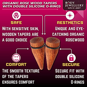 bodyjewellery 1 3/16 inch 30mm Organic Rose wood Ear large Gauges s Stretching Tapers Plugs ADDR Piercing 2Pcs