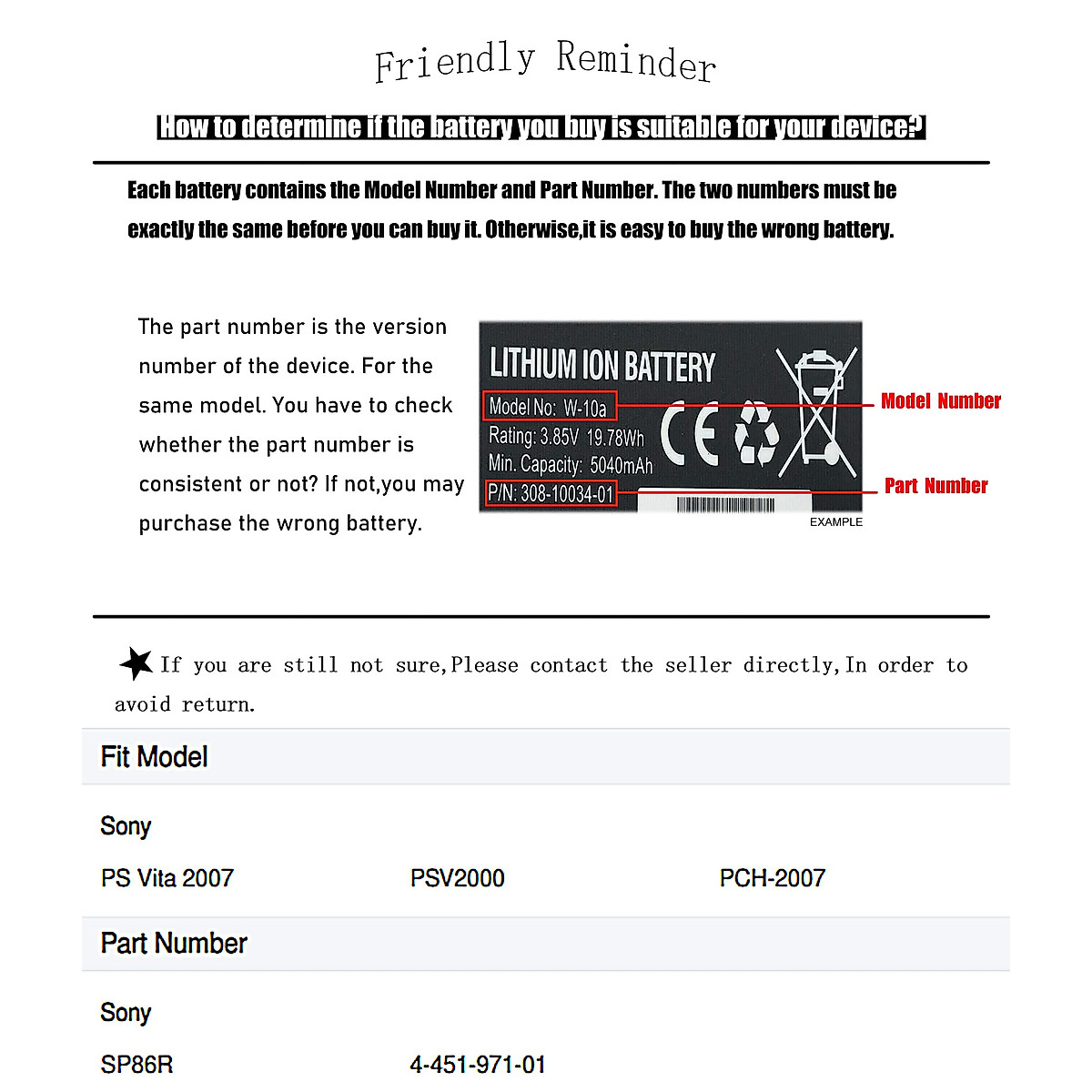 BCXY Battery Replacement for PCH-2007 PS Vita 2007 PSV2000 4-451-971-01 SP86R
