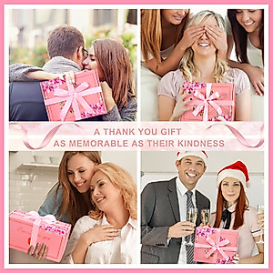 Thank You Gifts Box for Women, Thoughtful Unique Spa Appreciation Gift Basket for Coworker Boss Employee Hostess Teacher Secretary Nurse Volunteer Doctor Friend, Best Gratitude Gifts for Her (Pink)