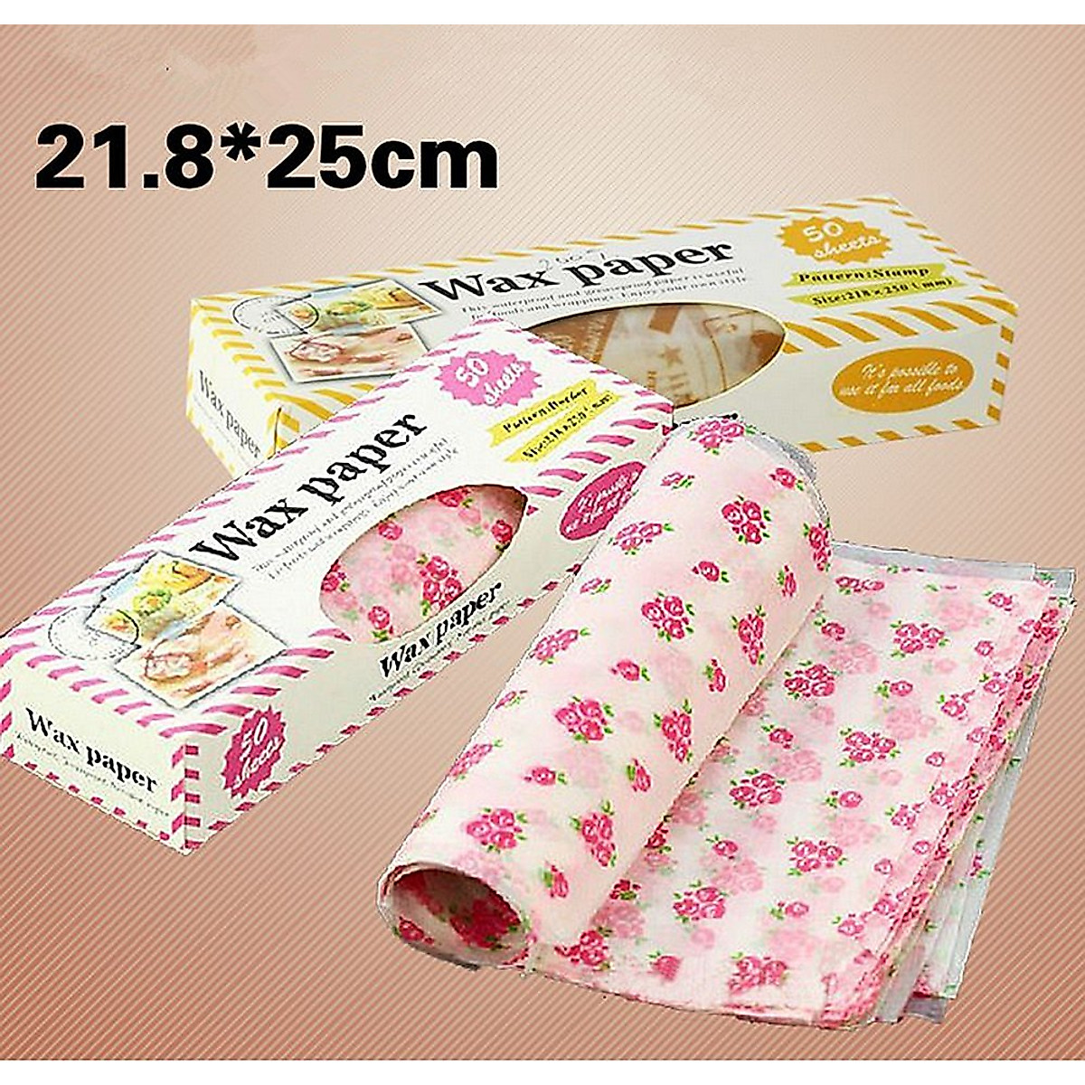 Wax Paper,Food Picnic Paper,50 sheets Grease Proof Paper,Waterproof Dry Hamburger Paper Liners Wrapping Tissue for Plastic Food Basket By Meleg Otthon(floral pattern)