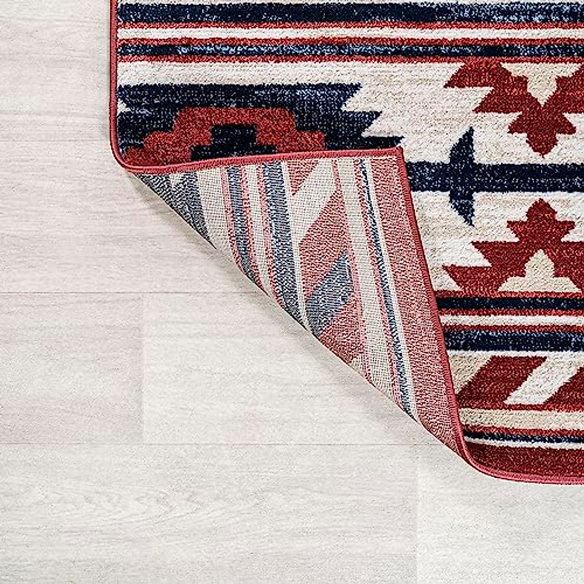 JONATHAN Y SWC100A-8 Serape Medallion Southwestern Indoor Area Rug, Southwestern, Geometric, Country, Bedroom, Kitchen, Living Room, Easy-Cleaning, Non-Shedding, 8 X 10, Red/Navy/Cream