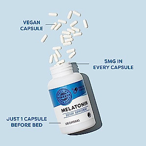 Vimergy Melatonin Capsules, 120 Servings – Natural Sleep Aid – Sleep Supplement – Helps You Fall Asleep Faster & Stay Asleep Longer - Non-GMO, Gluten-Free, Kosher, Soy-Free, Vegan, Paleo