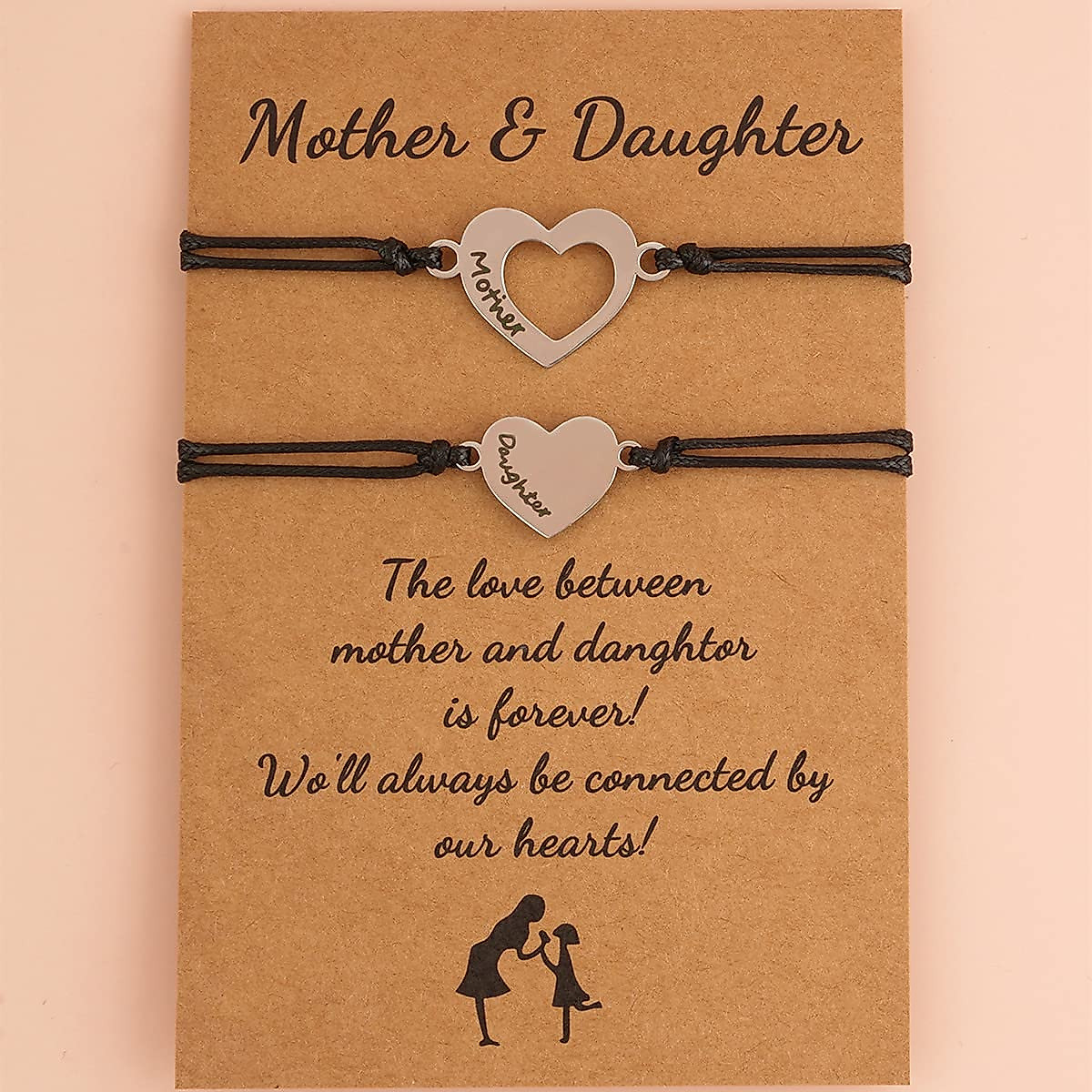 YangQian Mother Daughter Bracelets Set for 2 Matching Bracelets for Mom and Daughter Gift from Mom Daughter Heart Bracelets for Women