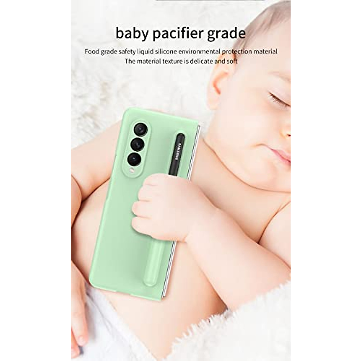 BAILI Z Fold 3 Case with Pen Holder,Liquid Silicone Shockproof Protective Galaxy Z Fold 3 Case Cover, Silky and Soft Touch, Slide Rail Type Removable Pen Cover for Samsung Z Fold 3 Case-Cool Black