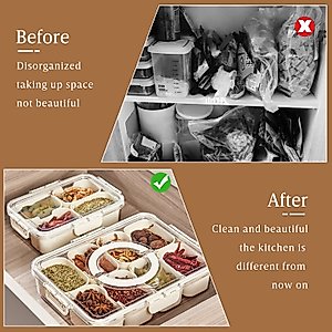 JDISANGI Divided Serving Tray with Lids and Handle, 8pcs Removable Snack Box container for Fruit, Candy, Veggie, Nuts, Snacks, Charcuterie Container Snackle Box for Party, Entertaining, Picnic