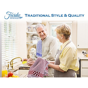 Fecido Classic Dark Kitchen Dish Towels with Hanging Loop - Heavy Duty Absorbent Dish Clothes - European Made 100% Cotton Tea Towels - Set of 4, Red