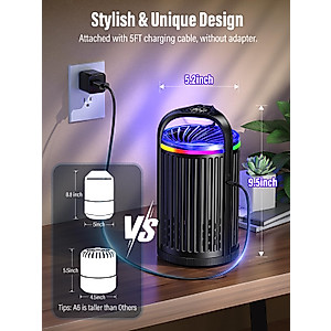 Fruit Fly Traps for Indoors, Smart Fly Trap Indoor with Temperature & Humidity Sensor, Flying Insect Trap for Plants Moths Mosquitoes Gnat Traps with Suction, Bug Lights and 10 PCS Refill - Black