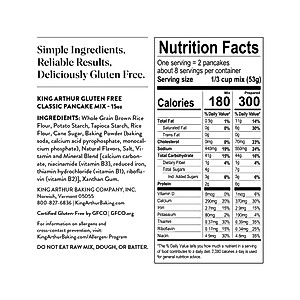King Arthur Gluten Free Classic Pancake Mix: Fluffy, Delicious Breakfast Delight - Non-GMO, Kosher Certified, 15 oz (Pack of 6) - Makes Perfect Pancakes and Waffles with 21g Whole Grains per Serving
