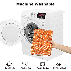 Uphome Bathroom Runner Rug 18x47 inch Long Boho Bath Mat Non-Slip Moroccan Farmhouse Orange Bath Rug Soft Velvet Machine Washable Bathroom Mats for Tub Sink Shower