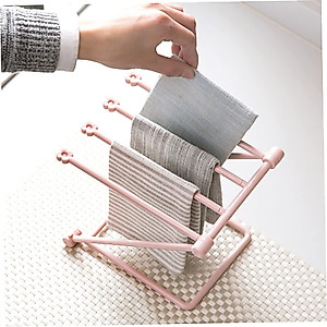 Foldable Dishcloth Airer Dishcloth Drying Rack Foldable Kitchen Rags Storage Stand Towel Holder Shelf Pink