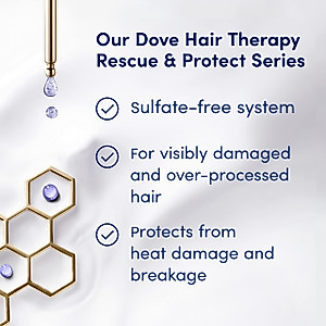 Dove Hair Therapy Shampoo Hair Care For Split Ends and Damaged Hair Rescue and Protect Sulfate Free Shampoo 13.5 oz