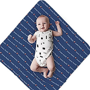 SIMIEEK Personalized Baby Swaddle Blanket Girl Boy Custom Name Receiving Blanket with Bow Headband and Hat Set Customized Baby Gifts