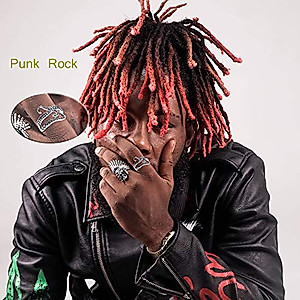 BUUFAN 12PCS Vintage Adjustable Punk Rings Set Silver Black Dragon Snake Claw Alloy Gothic Stackable Open Rings for Women Men