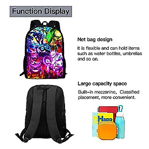 16" Boys Anime Backpacks For Teen Cartoon Backpacks Black Bookbag Lightweight Cute Daybag Travel Bag(A,15.7"*11.8"*5.5")