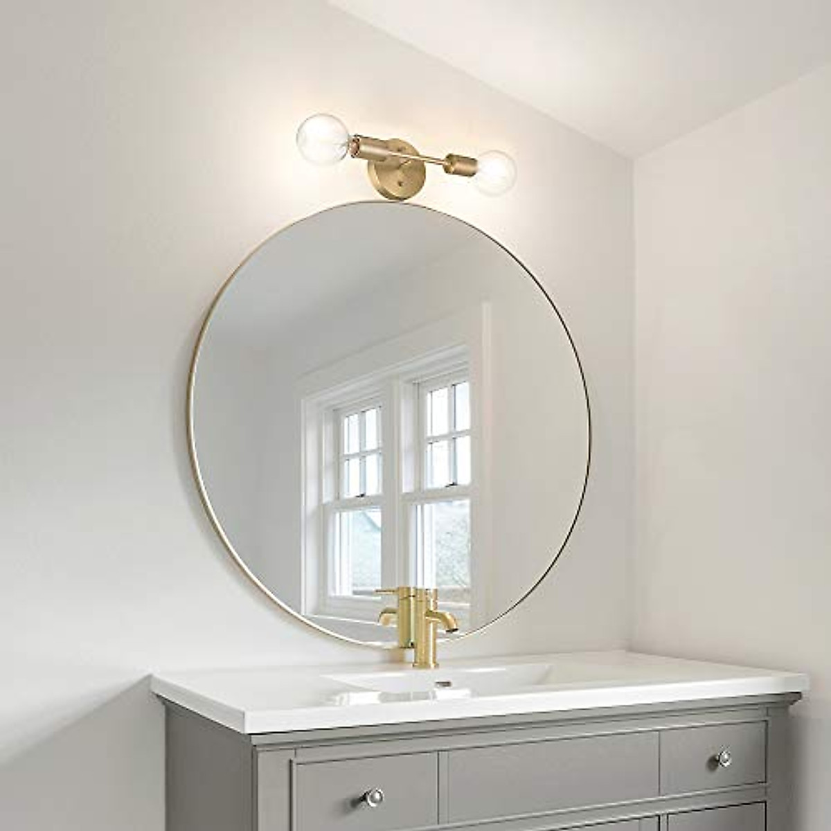 Globe Electric 51736 Alexandria 2-Light Reversable Vanity Light, Matte Brass, Gold
