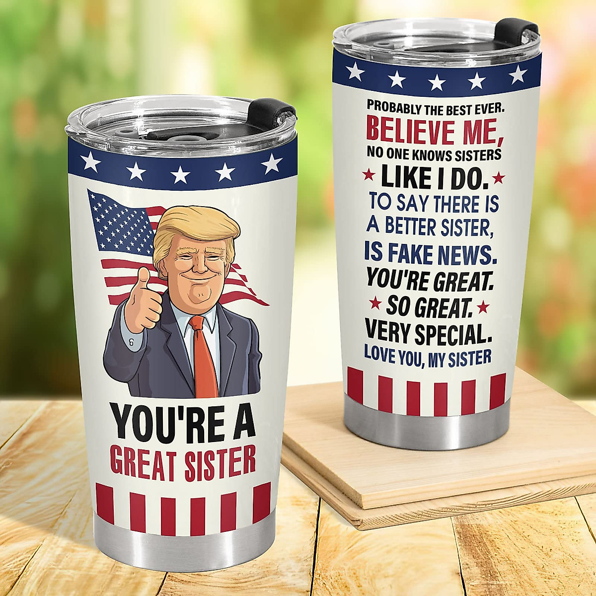 34HD Sister Gifts from Sister Brother, Funny Sisters Tumbler with Lid Stainless Steel 20 oz, Great Sister Mug, Sister Birthday Gifts Ideas
