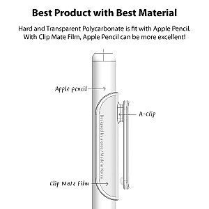 araree A-Clip Pencil Clip Pencil Holder Compatible with Apple Pencil 1st Generation/ 2nd Generation Hard Material Sturdy Clip for Apple Pencil, Apple Pencil Pocket Clip 2pcs - Clear/White