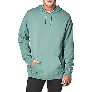 Hanes Mens Originals Fleece Hoodie, Garment Dyed Sweatshirt, Unisex Pullover Hooded, Cypress Green, Large US